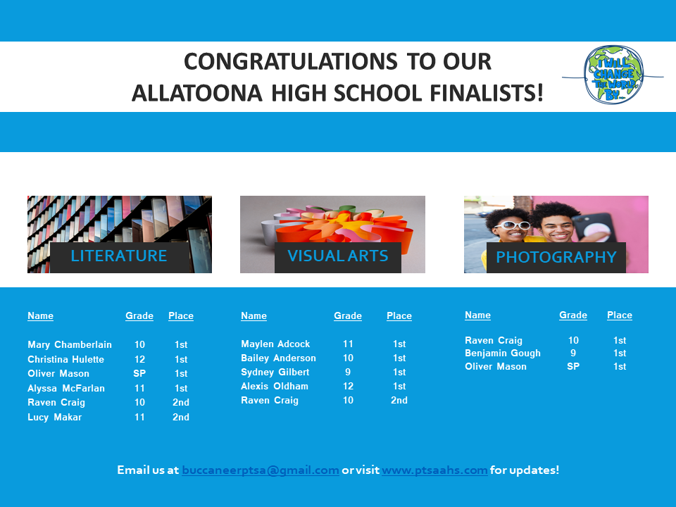 Congratulations to the Local Winners of the PTSA Reflections Contest