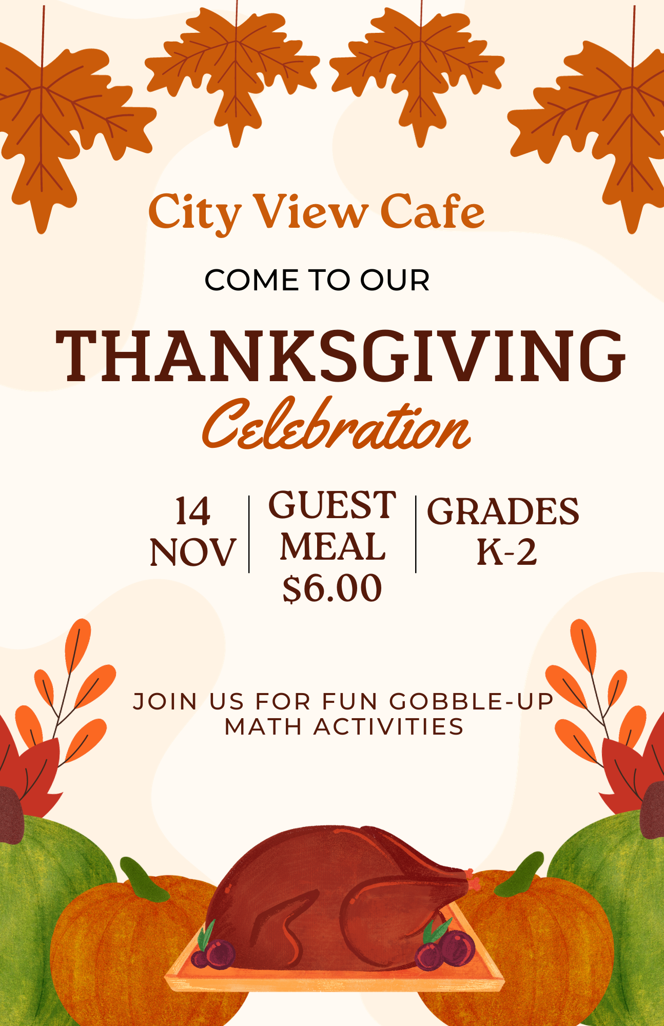 Thanksgiving Lunch & Gobble Up Math for K-2
