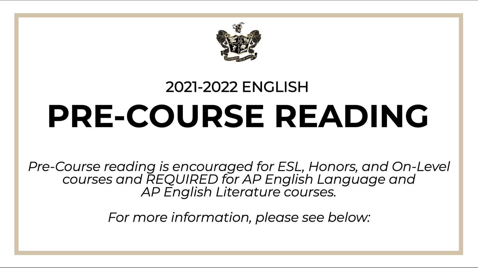 Pre-Course Reading for English Courses / 2021-2022