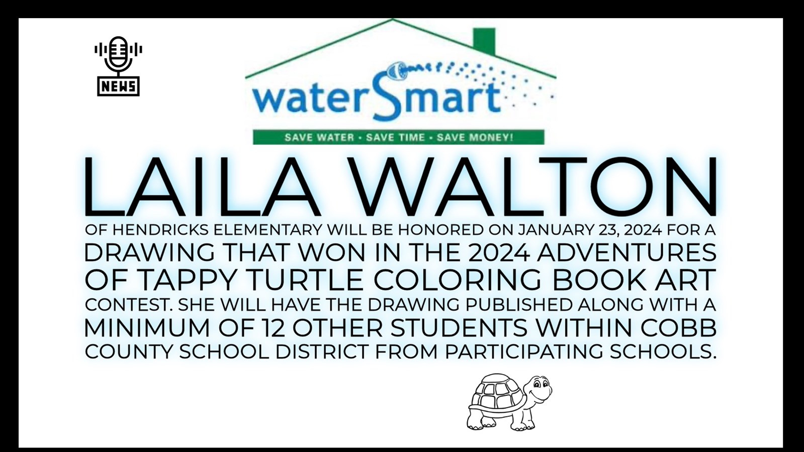 2024 Adventures with Tappy Turtle Coloring Book Art Contest Winner