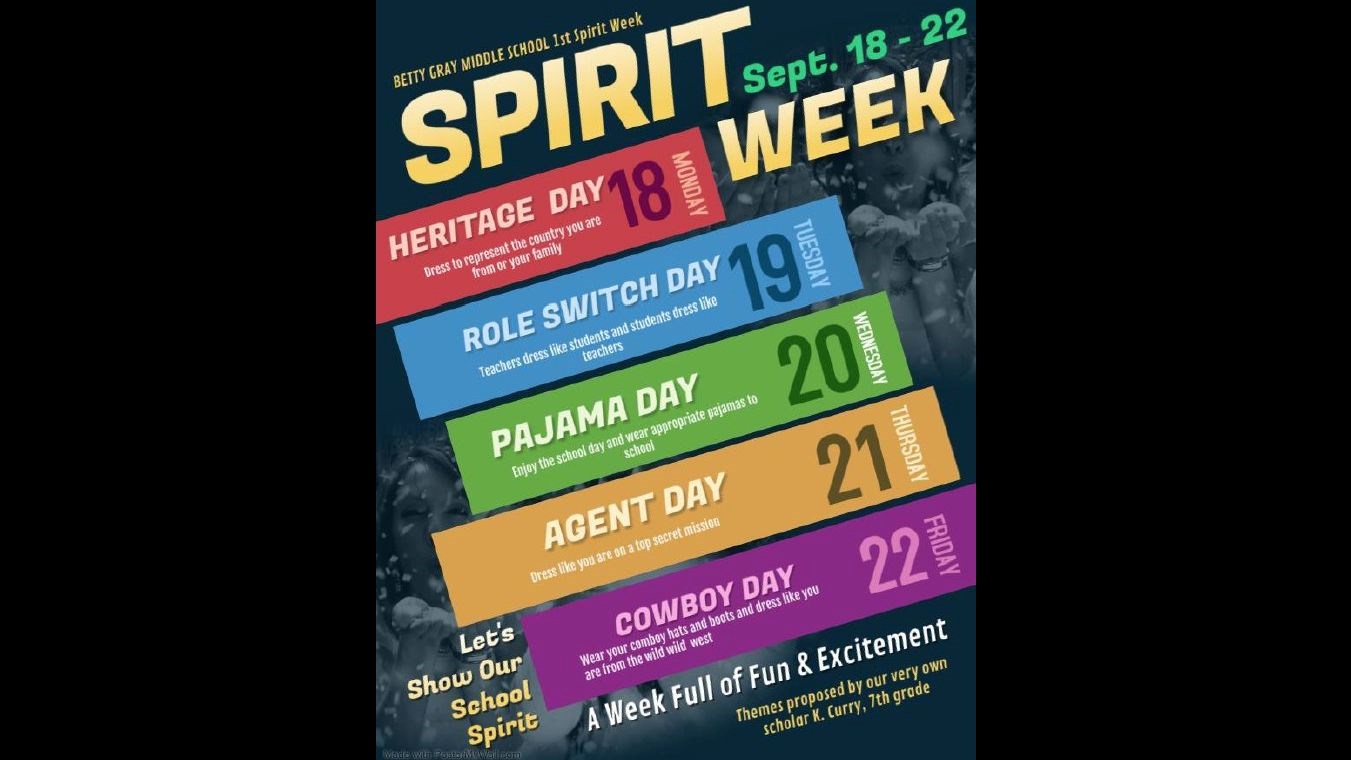 School Spirit Week - September 18th-22nd